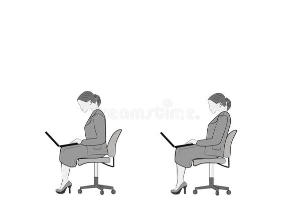 Correct Positions for Working with a Laptop. Vector Stock Vector ...