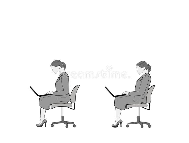 Correct Positions for Working with a Laptop. Vector Stock Vector ...