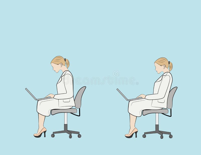 Correct Positions for Working with a Laptop. Vector Stock Vector ...