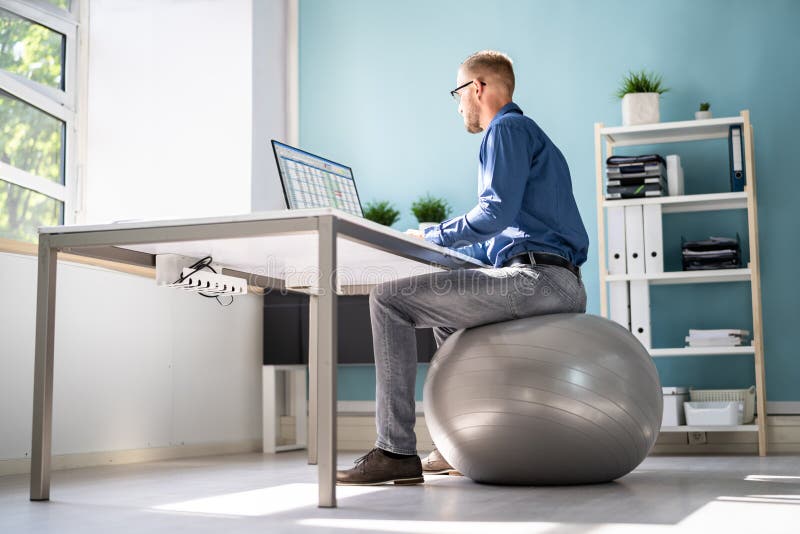 Correct Posture at Desk in Office Stock Photo - Image of screen ...