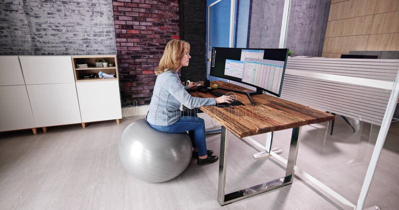 Correct Posture at Desk in Office Stock Image - Image of girl, woman ...