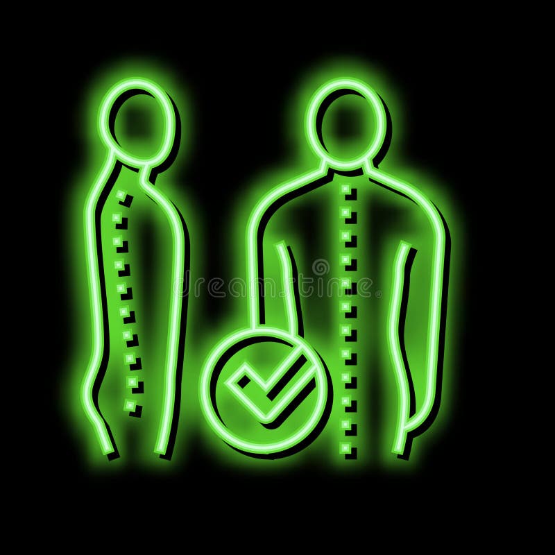 Correct Posture Neon Glow Icon Illustration Stock Vector - Illustration ...