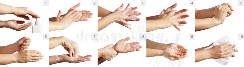 Correct Procedure for Hand Washing - Step by Step Stock Photo - Image ...
