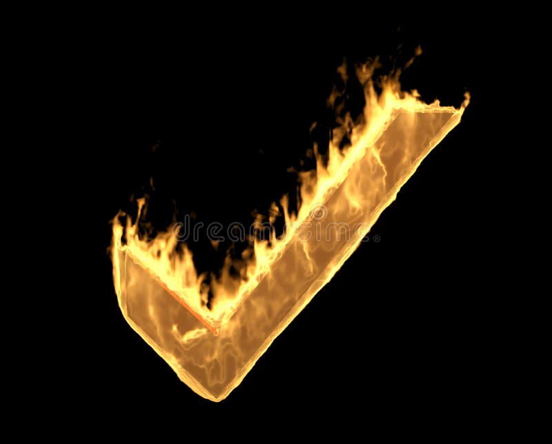 Correct Sign, Flame Pattern on Black Background.,3d Rendering Stock ...