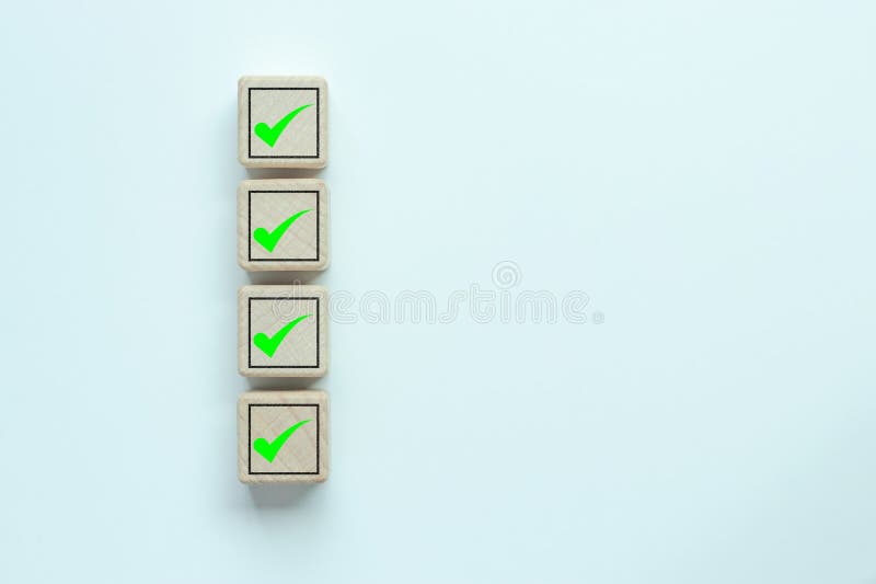 Correct Sign on Wooden Cube with White Empty Space Background for ...