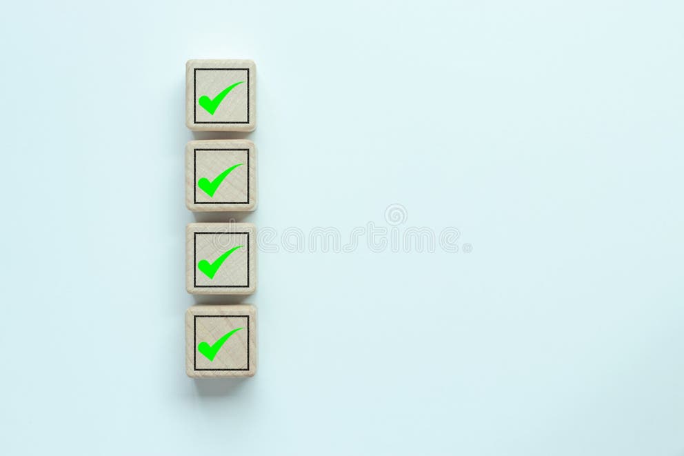 Correct Sign on Wooden Cube with White Empty Space Background for ...