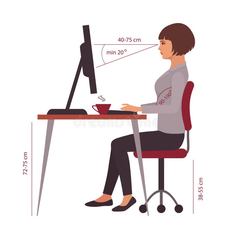 Correct Sitting Posture Desk Stock Illustrations – 403 Correct Sitting ...