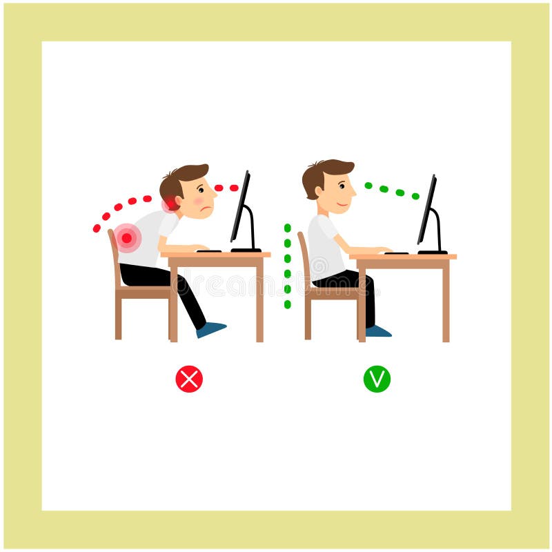 Good Bad Posture Cartoon Stock Illustrations – 343 Good Bad Posture ...