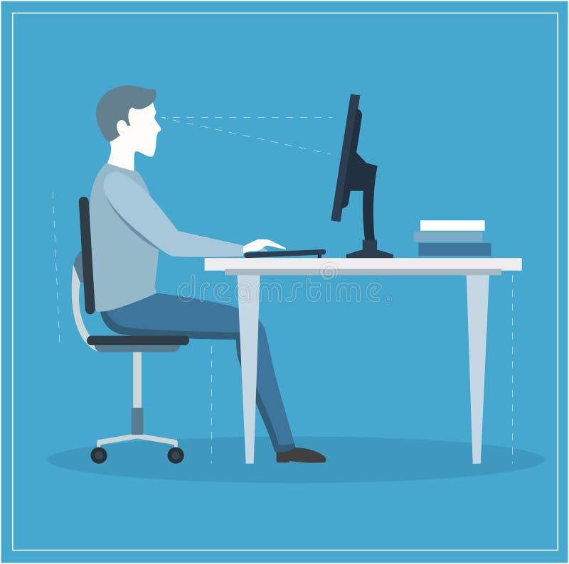 Correct Posture Computer Stock Illustrations – 660 Correct Posture ...