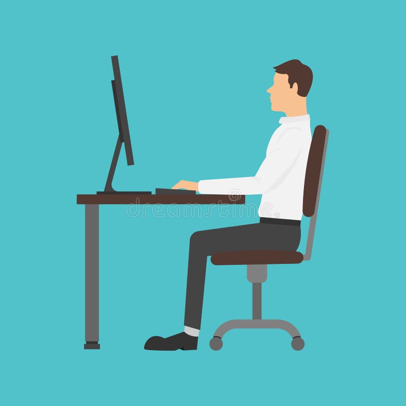 Correct Sitting Posture Stock Illustrations – 742 Correct Sitting ...