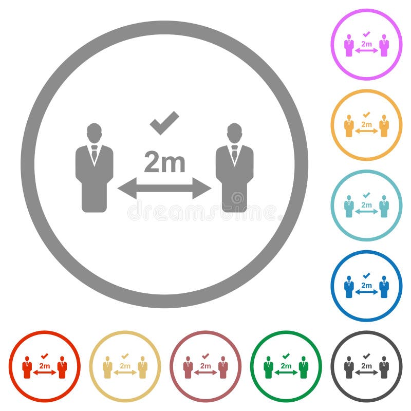Correct Social Distancing Flat Icons with Outlines Stock Vector ...