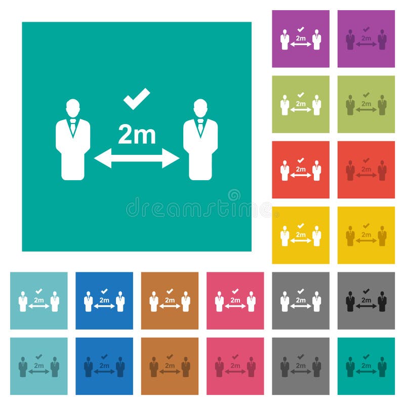 Correct Social Distancing Square Flat Multi Colored Icons Stock Vector ...