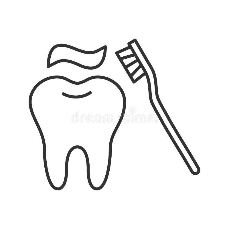 Correct Teeth Brushing Linear Icon Stock Vector - Illustration of ...