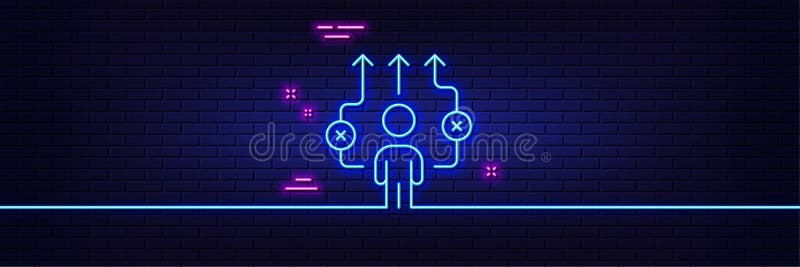 Correct Working Process Line Icon. Business Way Sign. Neon Light Glow ...