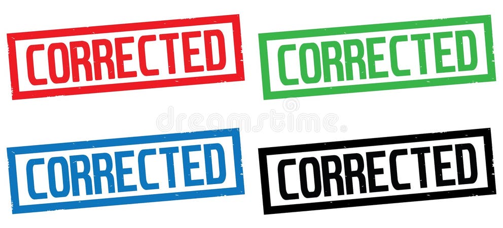 CORRECTED Text, on Rectangle Border Stamp Sign. Stock Illustration ...