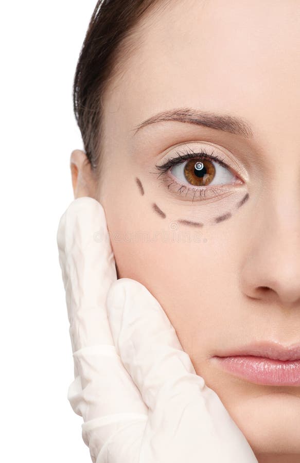 Correction Lines on Woman Face Stock Image - Image of medicine ...