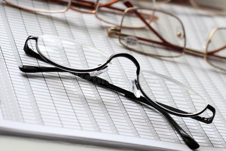Corrective Glasses and Documents in the Office. Business Accessories ...