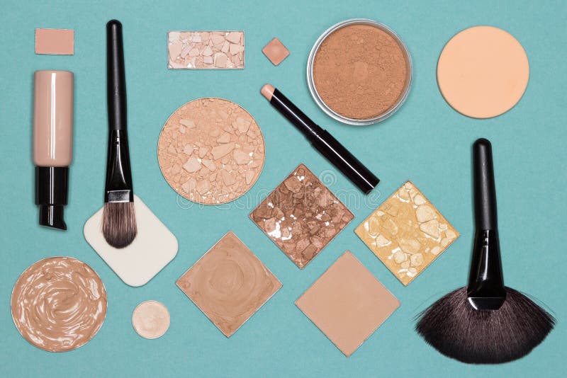 Corrective Makeup Flat Lay Set Stock Photo - Image of cosmetics, face ...