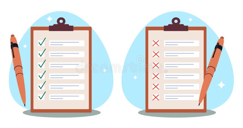 Correctly and Incorrectly Filled Out Checklist. Notebook Paper with ...