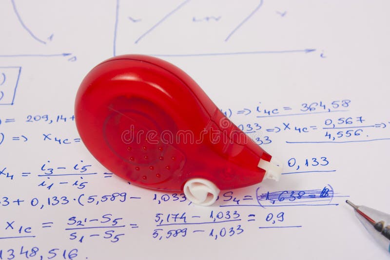 Corrector on written paper stock image. Image of separated - 16090771