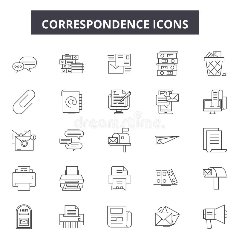 Correspondence Line Icons for Web and Mobile Design. Editable Stroke ...