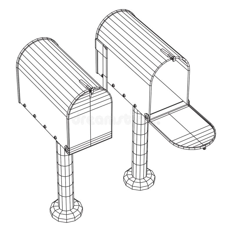 Correspondence Mailbox Wireframe Stock Vector - Illustration of mesh ...