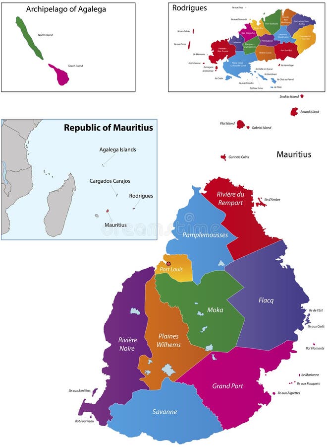 Mapa político de Mauricio ilustración del vector. Ilustración de colina ...