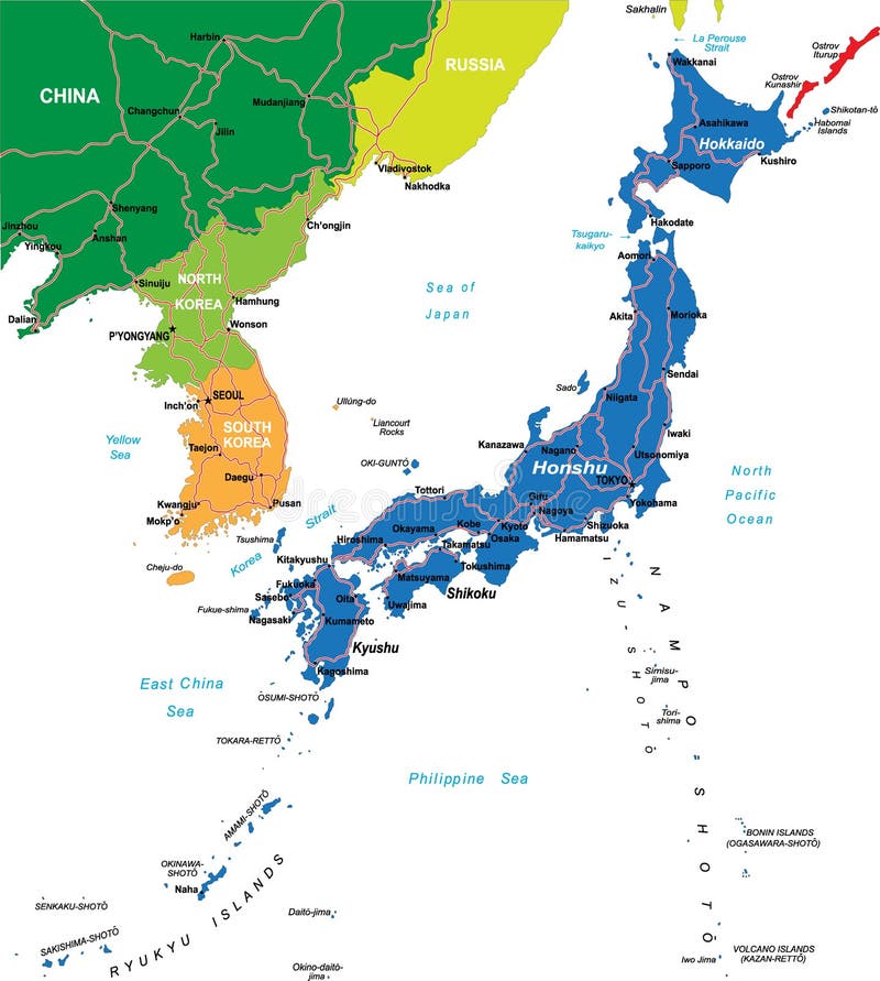 Mapa Político De La Región Coreana Y Japonesa, De La Corea Del Sur, De ...