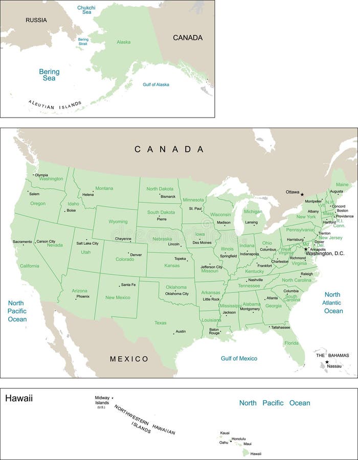 Mapa Vectorial De EE. UU. Con Estados Stock de ilustración ...