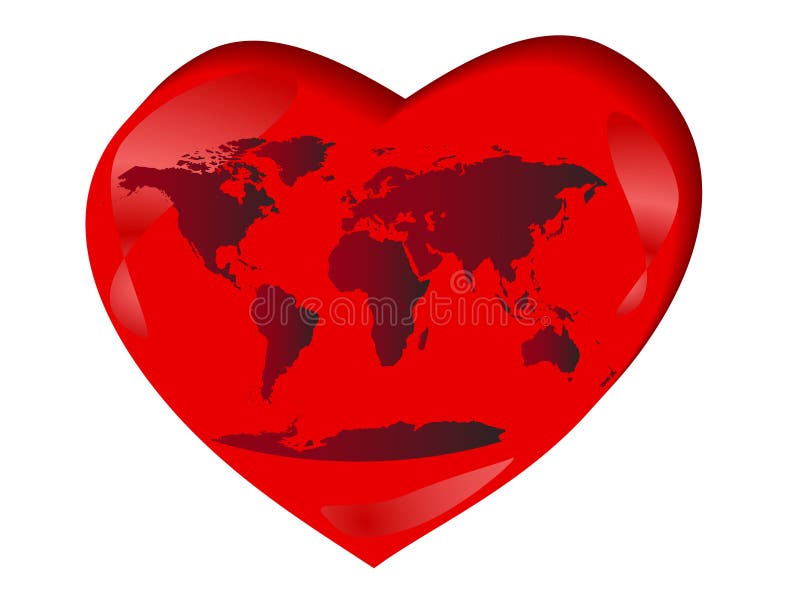 Mundo con Forma de Corazón stock de ilustración. Ilustración de ideas ...