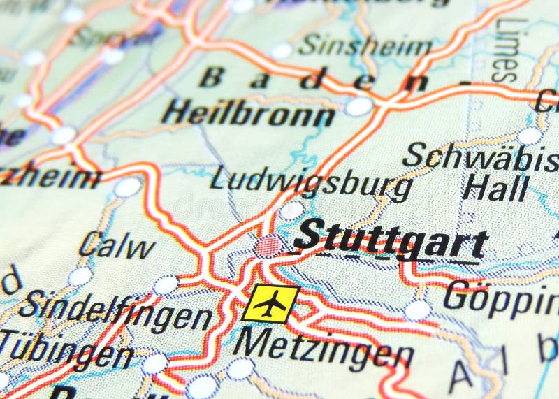 Stuttgart en mapa foto de archivo. Imagen de motor, lujo - 96099402