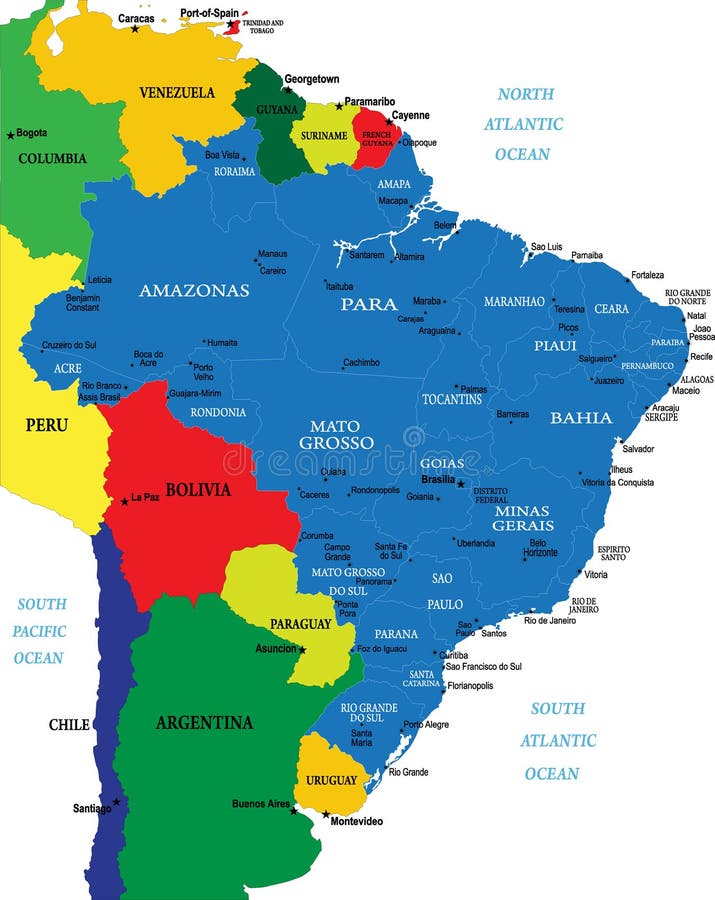 Mapa político del Brasil ilustración del vector. Ilustración de ...