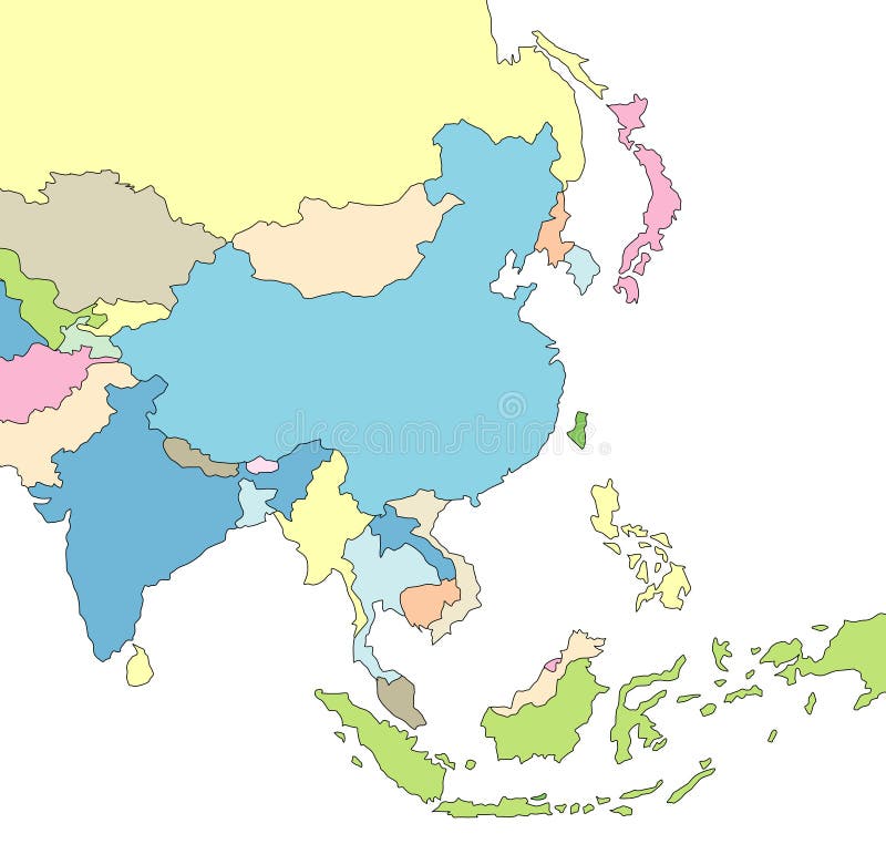 Mapa Colorido Del Vector De Asia Ilustración del Vector - Ilustración ...
