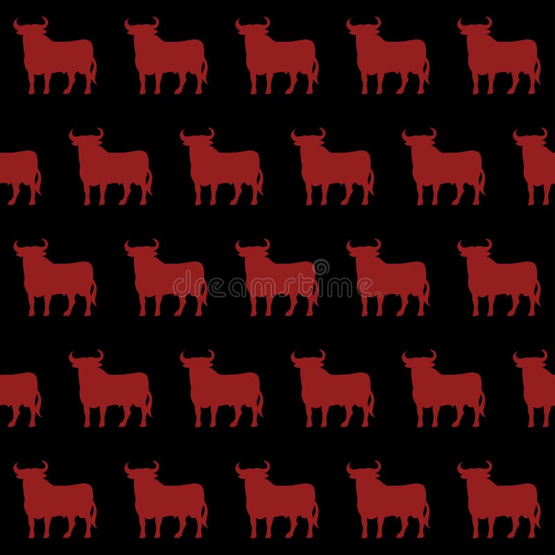 Corrida Bulls Seamless Pattern Stock Vector - Illustration of horn ...
