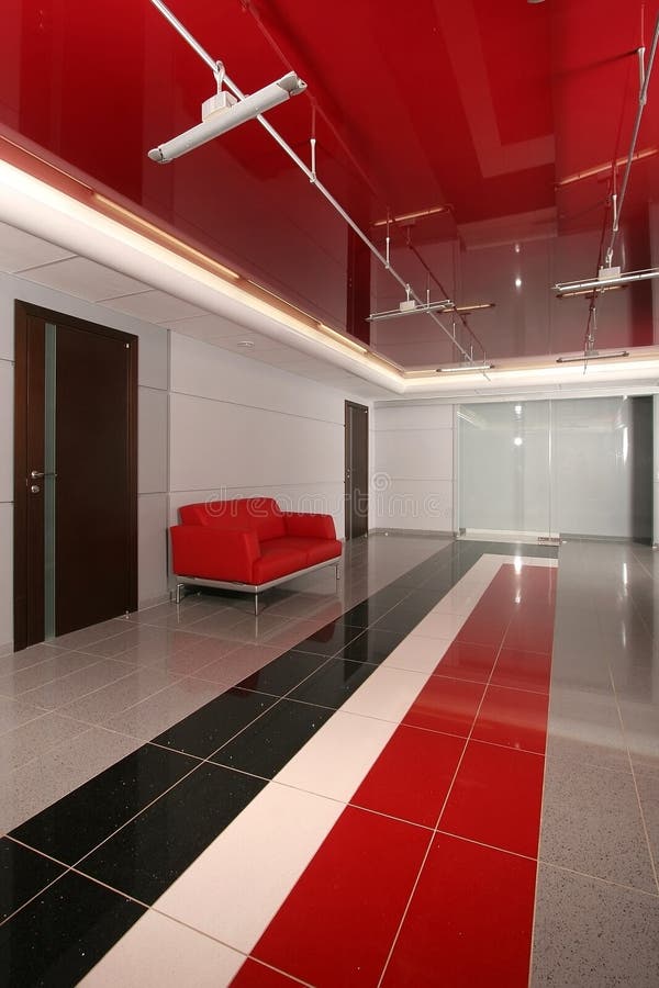 Red Reception in Modern Hotel Stock Photo - Image of structure ...