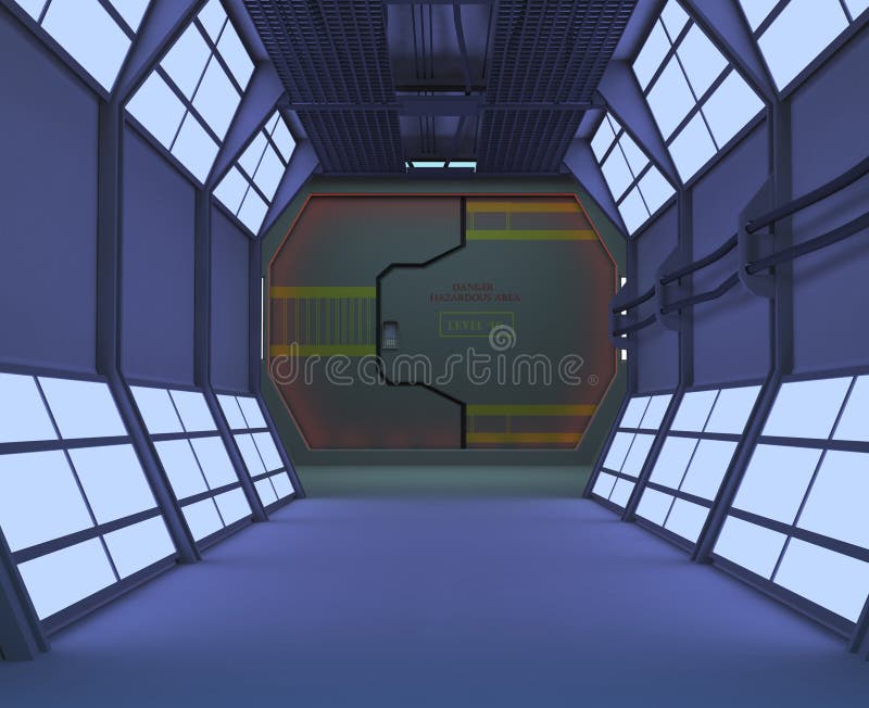 Science fiction corridor stock illustration. Illustration of colorful ...