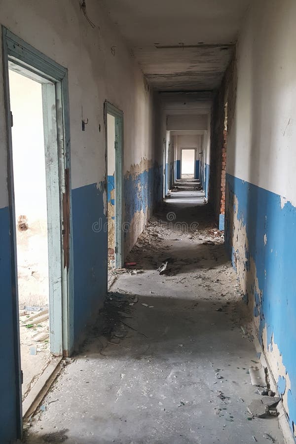 Corridor of an abandoned building, The corridor of an abandoned ...