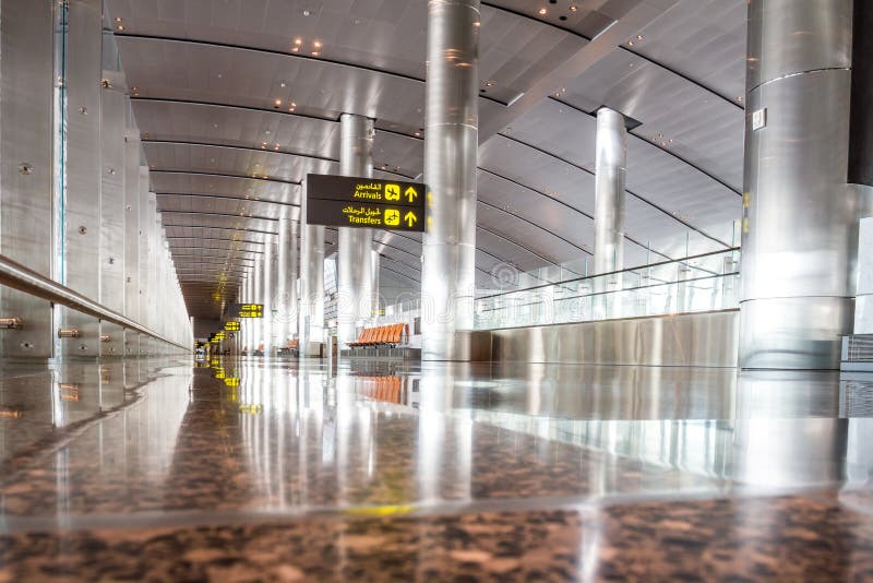 Corridor at the airport stock photo. Image of architecture - 77815034