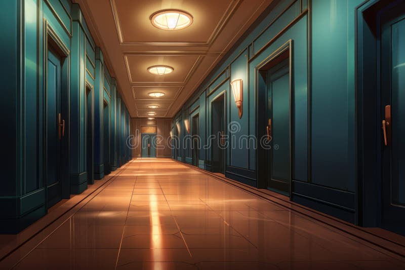 Corridor Anime Visual Novel Game. Generate Ai Stock Illustration ...