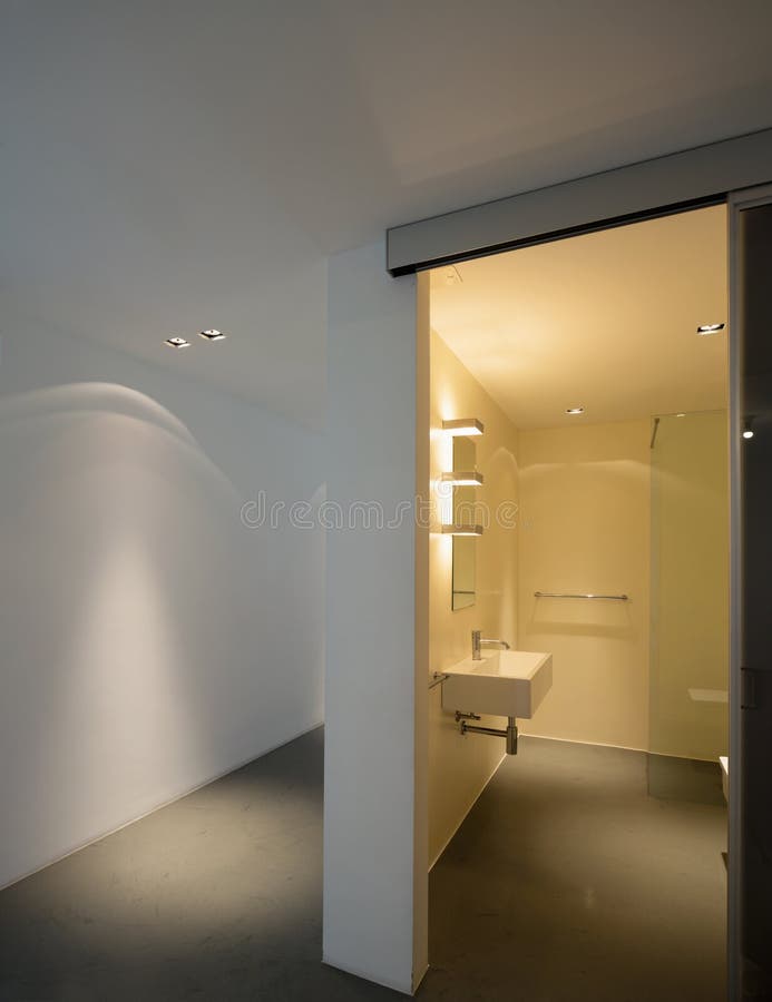 Spotlight in Corridor and Bathroom Stock Photo - Image of corridor ...