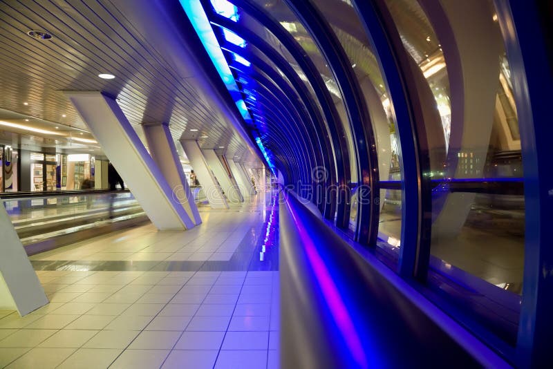 Corridor with Big Windows and Trading Show-windows Stock Image - Image ...