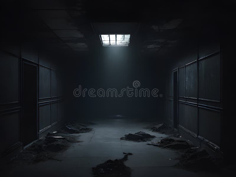 Corridor with a Black Walls and Dark Walls. Empty Space Stock ...
