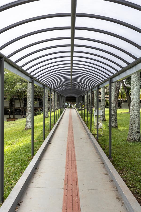 Corridor in a Building with Awning Coverage. Stock Photo - Image of ...
