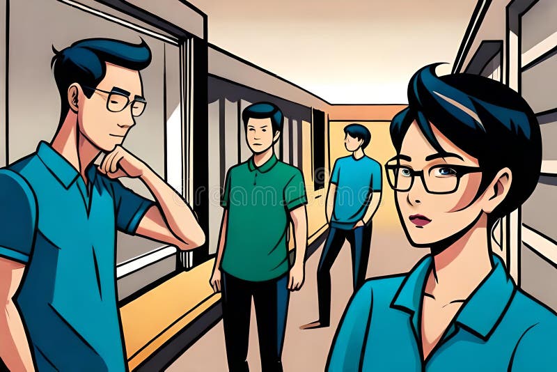 In the Corridor of a Campus, Students are Talking about a Very ...