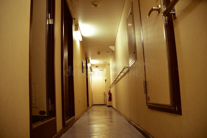 Corridor on a cargo ship stock photo. Image of detector - 142284802
