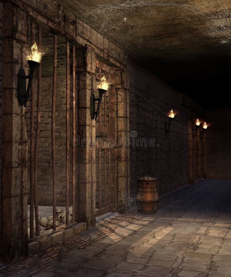 Corridor in a Castle Dungeon Stock Illustration - Illustration of ...