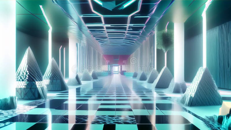 Futuristic Digital Art Corridor Stock Video - Video of patterns ...