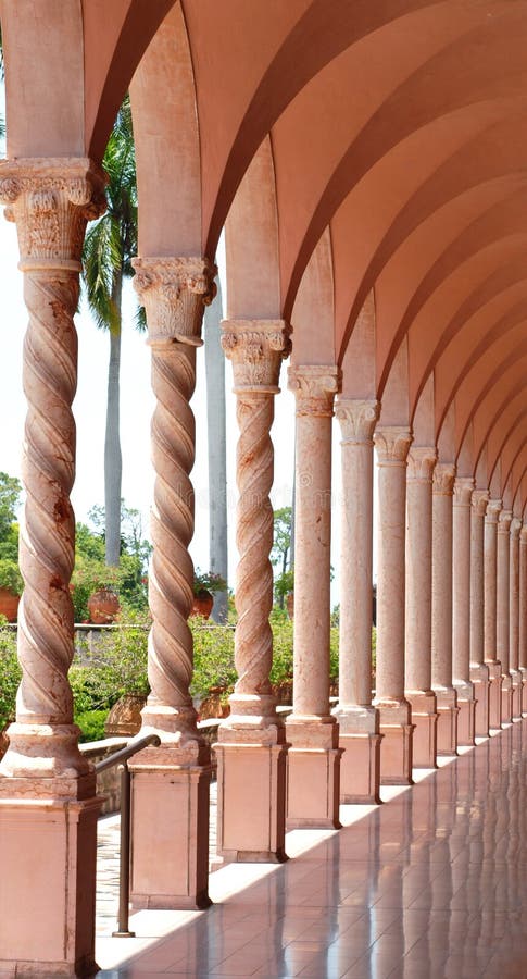 Arches and Columns of Southern Mansion Stock Photo - Image of ...