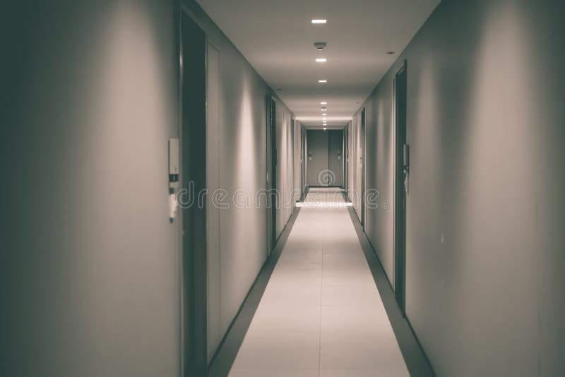 Corridor in a condominium stock image. Image of hall - 173423777