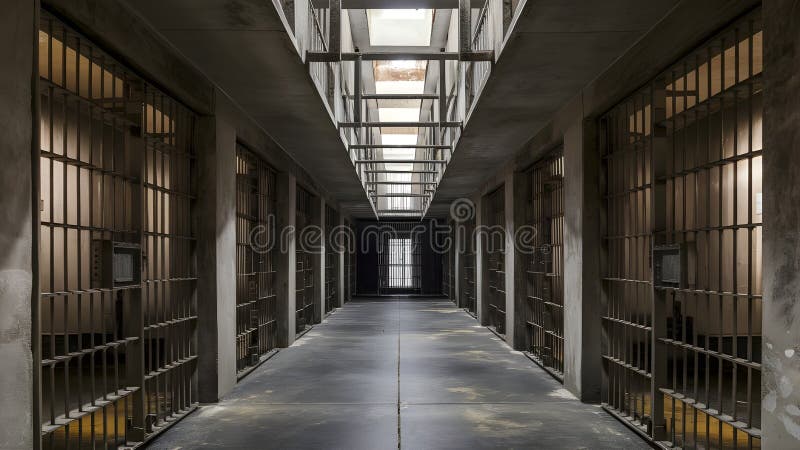 A Corridor of Confinement. a Row of Jail Cells. Stock Photo - Image of ...